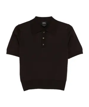 A.p.c. Half-button Polo Shirt With Short Sleeves
