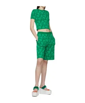 PUSHBUTTON Floral Print Ribbed Knit Shorts