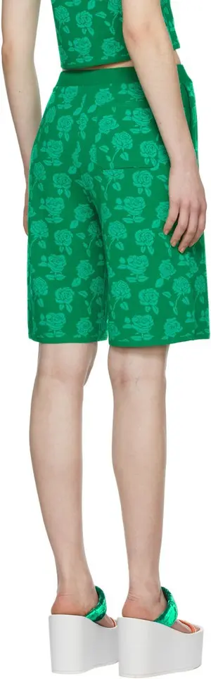 PUSHBUTTON Floral Print Ribbed Knit Shorts