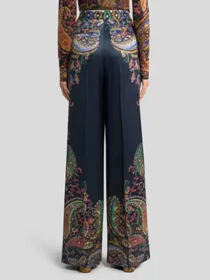 Etro Paisley Print Wide-leg Trousers - Green