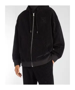 Fendi Zip-up Drawstring Hoodie With Embossed Ff Detail
