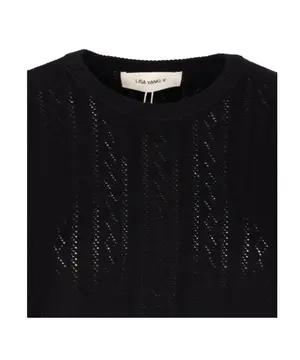 LISA YANG Nika Pointelle Short-sleeve Sweater - Black