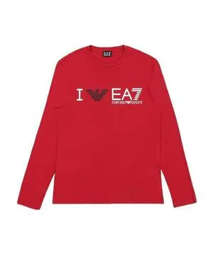 EA7 Logo T-shirt With Round Neck - Red