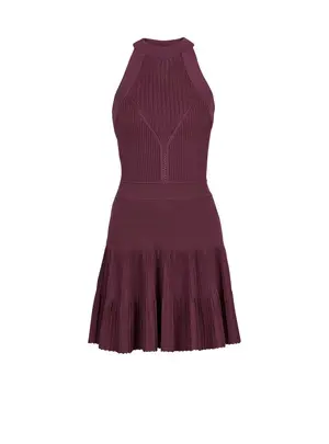 Balmain Sleeveless Openwork Knit Flared Dress - Posture