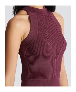 Balmain Sleeveless Openwork Knit Flared Dress - Posture