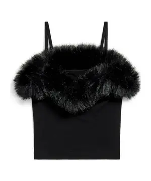 Balenciaga Fur Trimmed Strappy Top