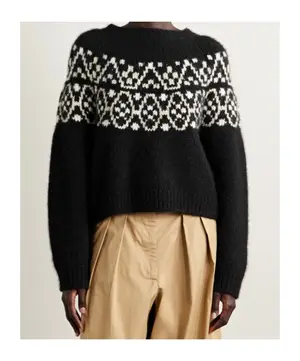 NILI LOTAN Chrissy Fair Isle Jacquard-knit Sweater - Black