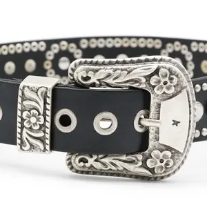 GOLDEN GOOSE Embellished Buckle Belt - Black