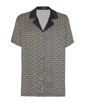 Balmain Pb Monogram Buttoned Shirt - Black