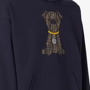 Fendi Dog Ito Ff Jacquard Hoodie - Dark Blue