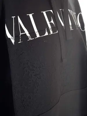 Valentino Garavani Logo Print Lace Insert Hoodie