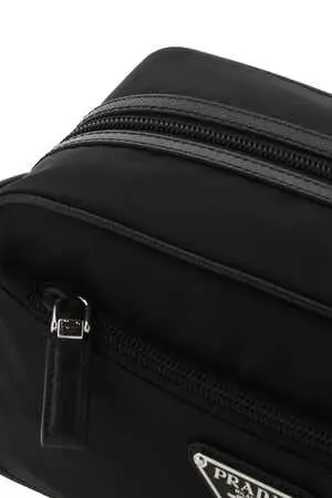 Prada Re-nylon And Saffiano Leather Travel Pouch - Black