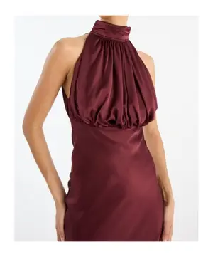 ROTATE BY BIRGER CHRISTENSEN Sleeveless Halterneck Ruched Dress