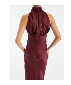 ROTATE BY BIRGER CHRISTENSEN Sleeveless Halterneck Ruched Dress