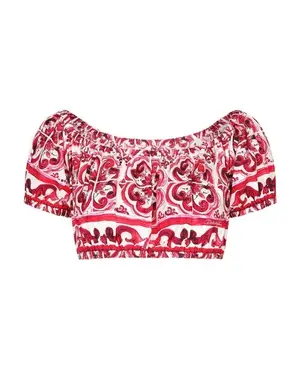 Dolce & Gabbana Mediterraneo Printed Off-shoulder Blouse