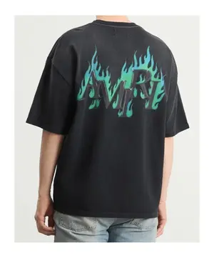 Amiri Logo Flames Crewneck T-shirt - Black