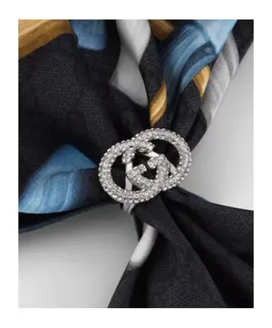 Gucci Crystal Interlocking G Carré Ring