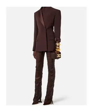 Elisabetta Franchi Satin Lapels Double-breasted Jacket