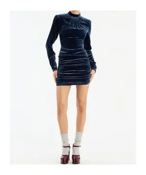 ROTATE BY BIRGER CHRISTENSEN Velvet Long-sleeved High Neck Dress