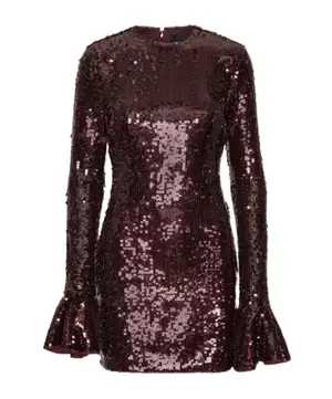 ROTATE BY BIRGER CHRISTENSEN Sequined Long Sleeve Crewneck Dress