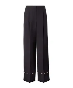 Fendi High-waist Wool Silk Trousers With Contrast Piping
