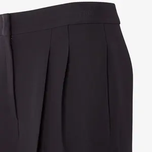 Fendi High-waist Wool Silk Trousers With Contrast Piping