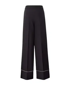 Fendi High-waist Wool Silk Trousers With Contrast Piping
