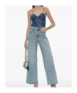 DIESEL® Bridget Denim Sheer Bodysuit