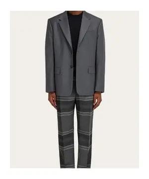 FERRAGAMO Single Breasted Flannel Blazer - Grey