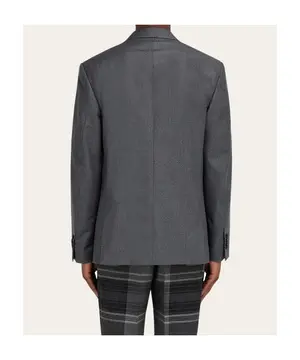 FERRAGAMO Single Breasted Flannel Blazer - Grey