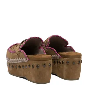 Mou Suede Overstitch Clogs