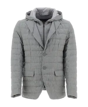 Herno Hooded Quilted Blazer - Gray