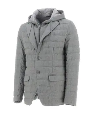 Herno Hooded Quilted Blazer - Gray