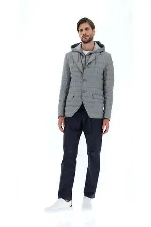 Herno Hooded Quilted Blazer - Gray