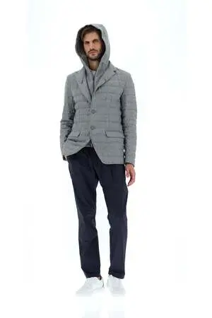 Herno Hooded Quilted Blazer - Gray