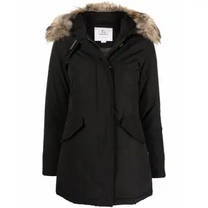 Woolrich Fur-trimmed Hooded Padded Coat - Black
