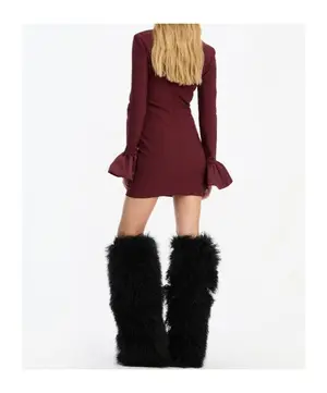 ROTATE BY BIRGER CHRISTENSEN Long Sleeve Frill Cuff Mini Dress