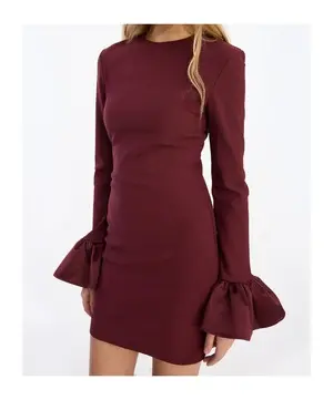 ROTATE BY BIRGER CHRISTENSEN Long Sleeve Frill Cuff Mini Dress