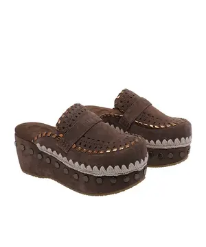Mou Platform Studded Clogs - Black