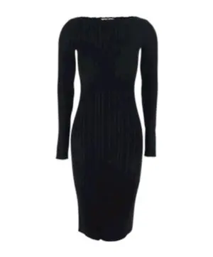 TWINSET Boat Neck Ribbed Midi Dress