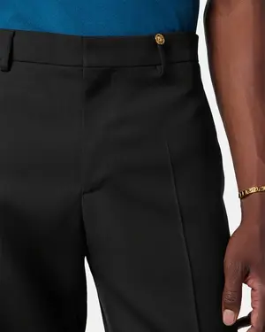 Versace Pleated Tailored Trousers With Medusa Hardware