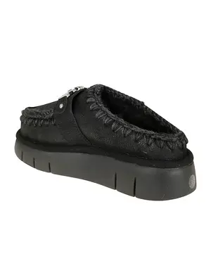 Mou Logo Lettering Mules - Black