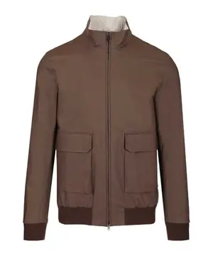Herno Zip-up Bomber Jacket With Stand Collar - Brown