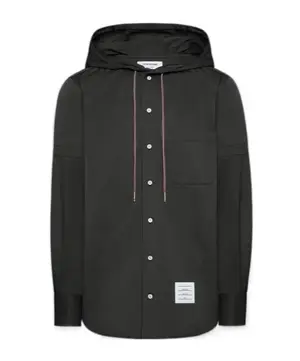 Thom Browne Hooded Armband-detail Shirt - Black