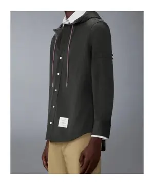 Thom Browne Hooded Armband-detail Shirt - Black