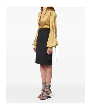 Nina Ricci Ruched Effect Wool Midi Skirt