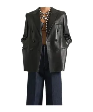 Givenchy Cutout Double-breasted Leather Blazer