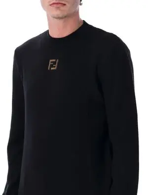 Fendi Crewneck Knitted Jumper With Ff Detail