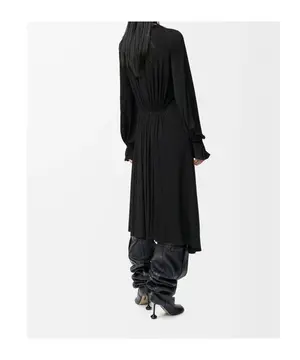 Loewe Asymmetrical Draped Knee-length Dress With Pleats And Ruched Cuffs