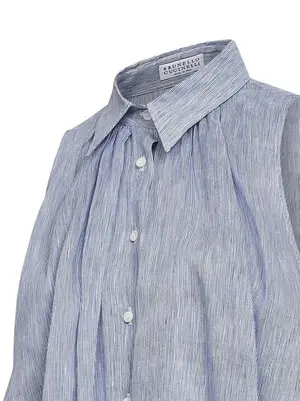 Brunello Cucinelli Sleeveless Striped Pleated Top